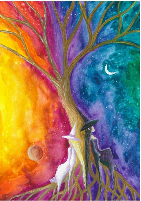 Painting Acrylic Art & Collectibles BALANCE WITCHES original painting ...