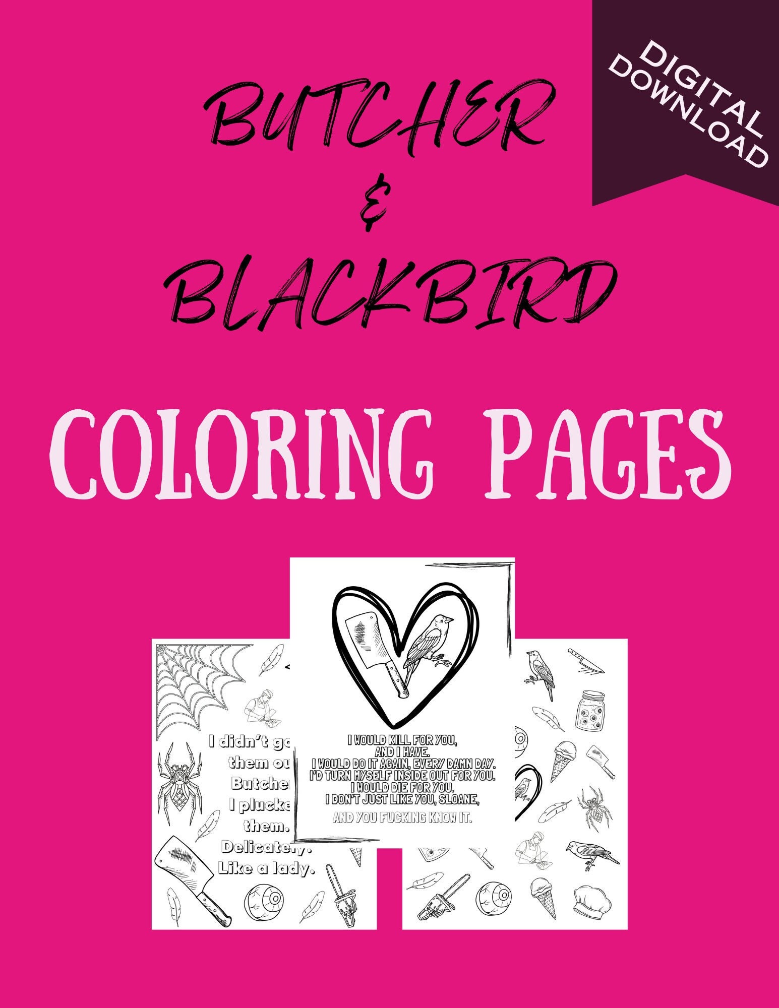Butcher & Blackbird Coloring Pages *PDF DOWNLOAD* - Etsy