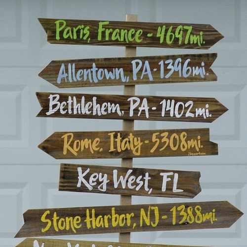Directional Wood Family Sign Destination Mileage Sign Post | Etsy