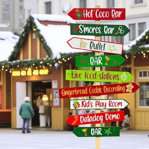 Christmas Direction Sign, Party Directional Sign Post Free Standing ...