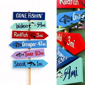 Fisherman Directional Sign Personalized Gift for Dad, Outdoor Direction ...