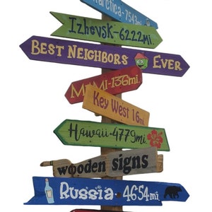 Family Directional Signs Personalized Mileage Arrows, Fully ...