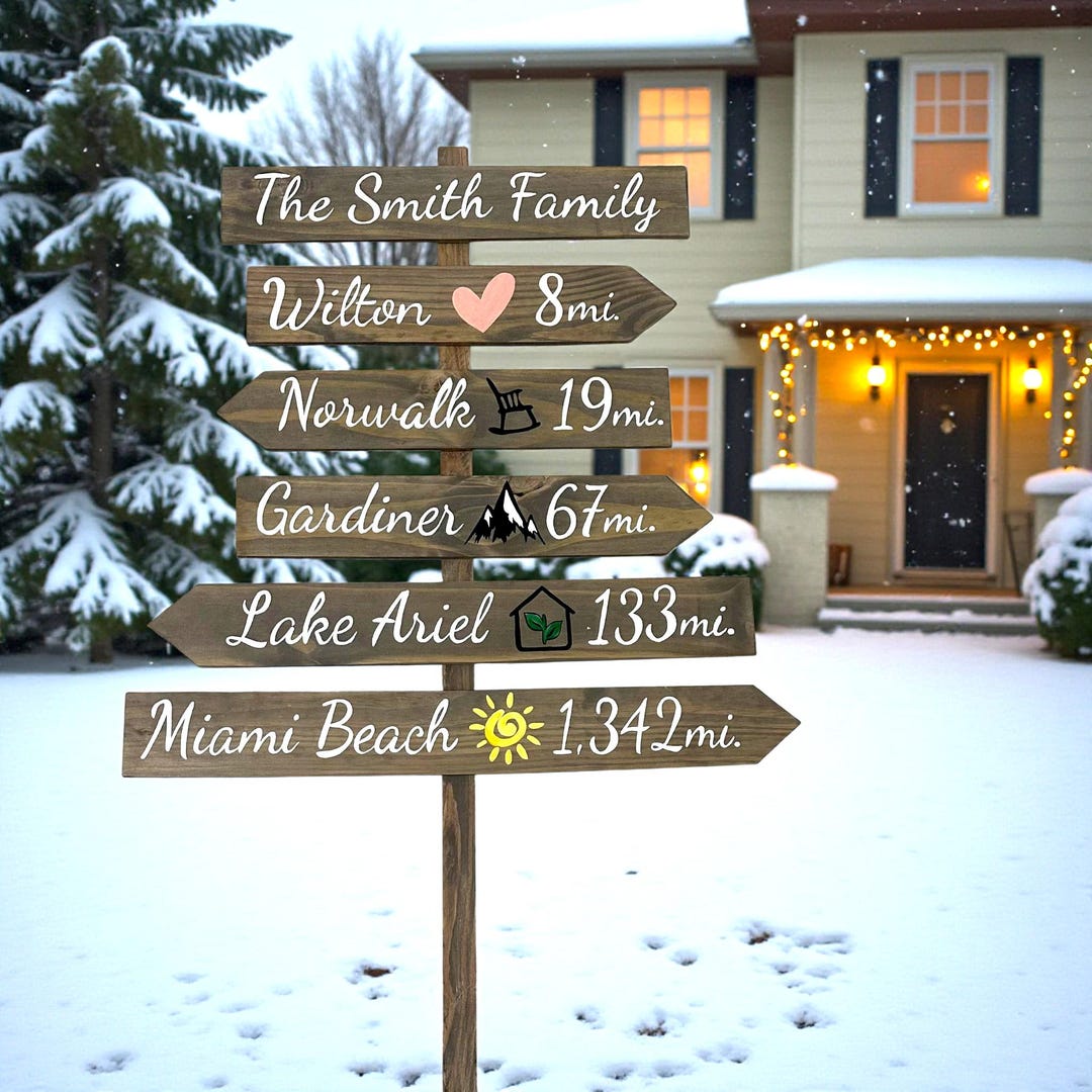 Family Directional Sign Post, Christmas Gift for Parents, Kids ...
