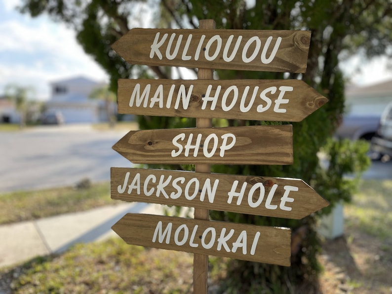 Personalized Directional Sign Post, Wood Wayfinding Arrows Boards ...