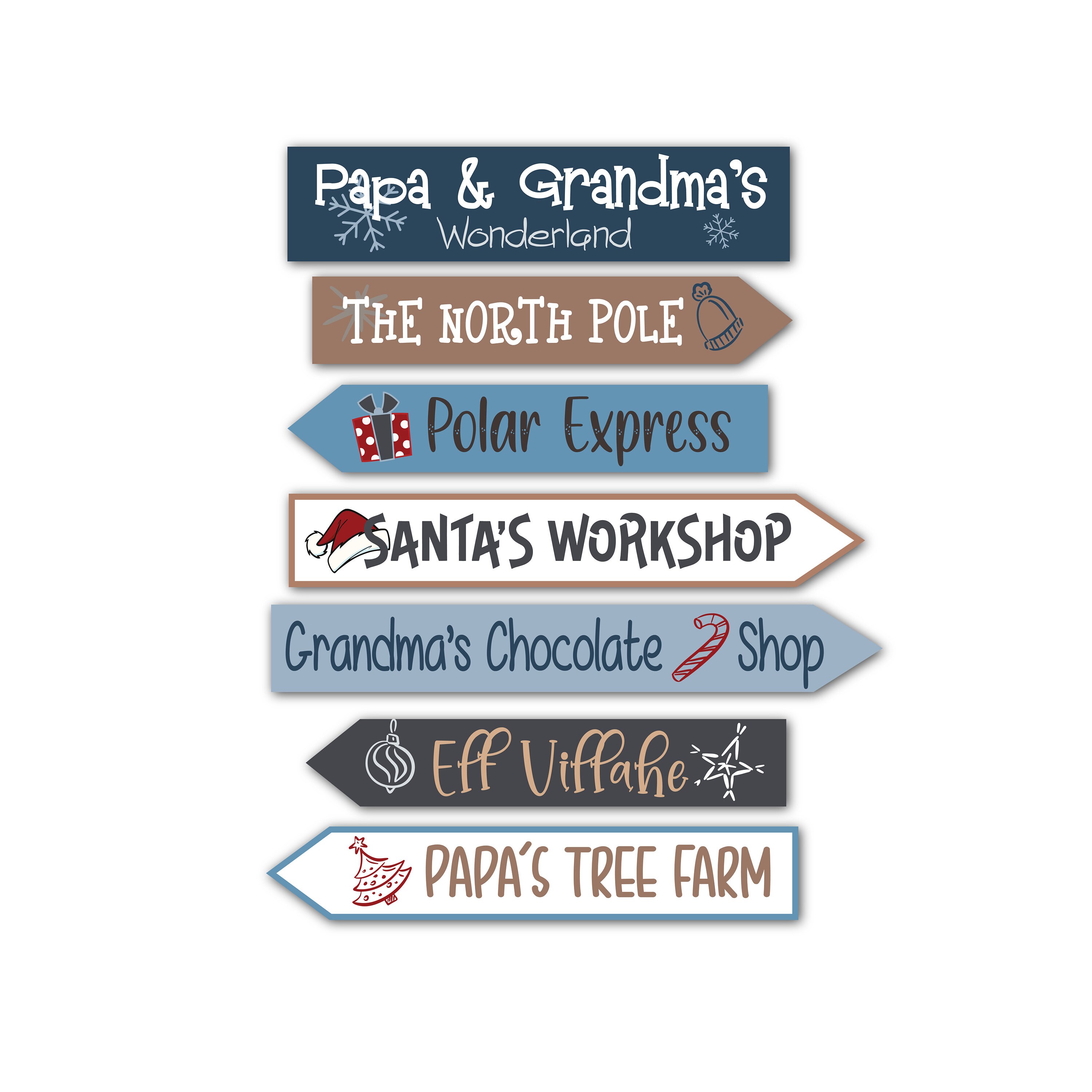 Christmas directional sign. Mileage direction sign with kids names ...