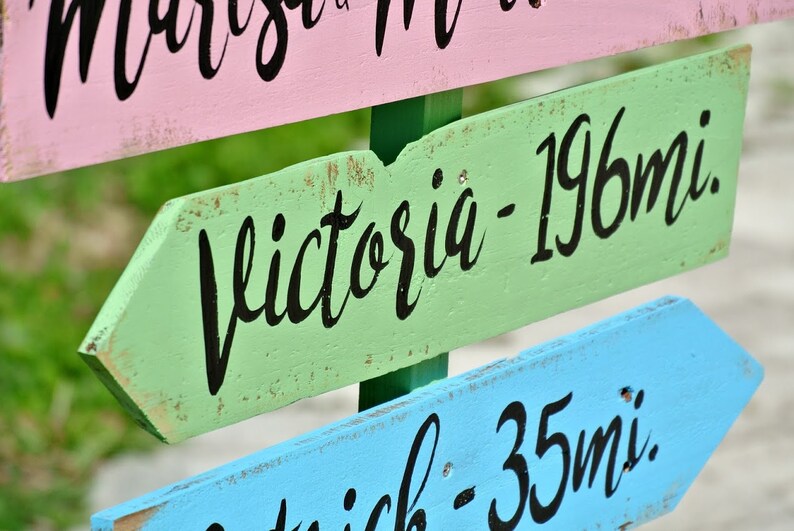 Personalized Family Name Directional Sign Post With Mileage - Etsy