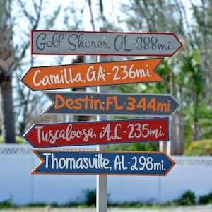 Family Direction Sign Post for Backyard, Kids Names and Mileage ...
