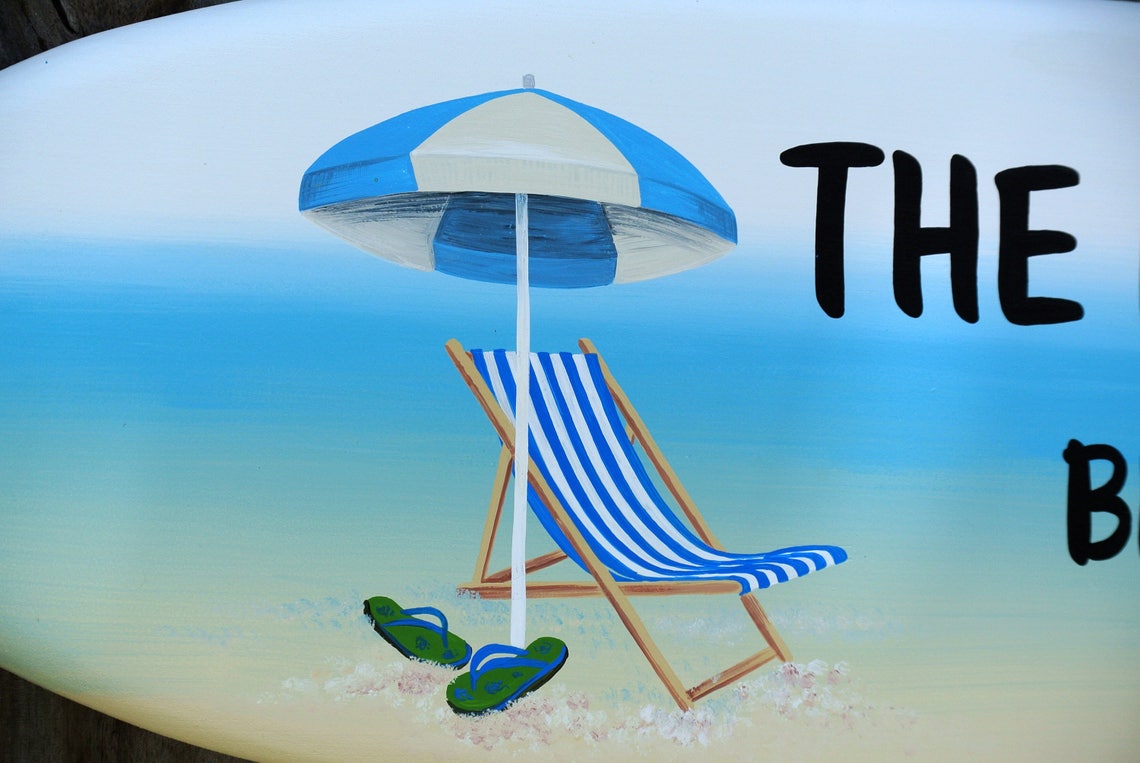 Custom Beach House Sign Outdoor Surfboard Wall Art Pool Deck - Etsy