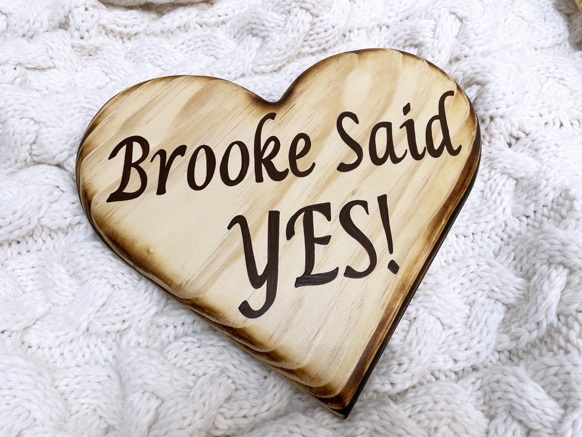 He Asked She Said Yes Proposal Signs Hearts With Names - Etsy