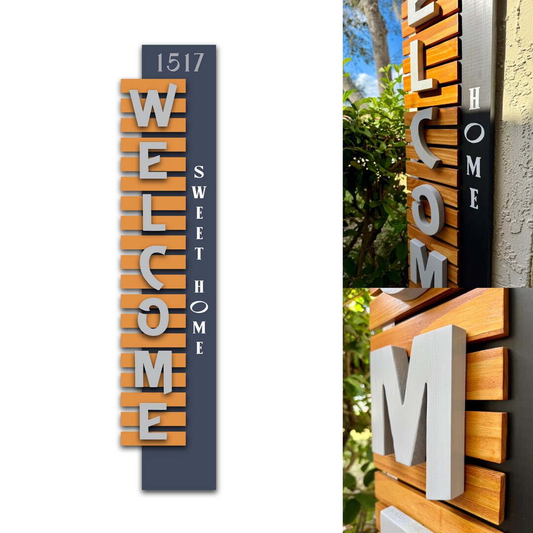 Personalized Welcome Home Sign With House Number, Sweet Home Wood Sign ...