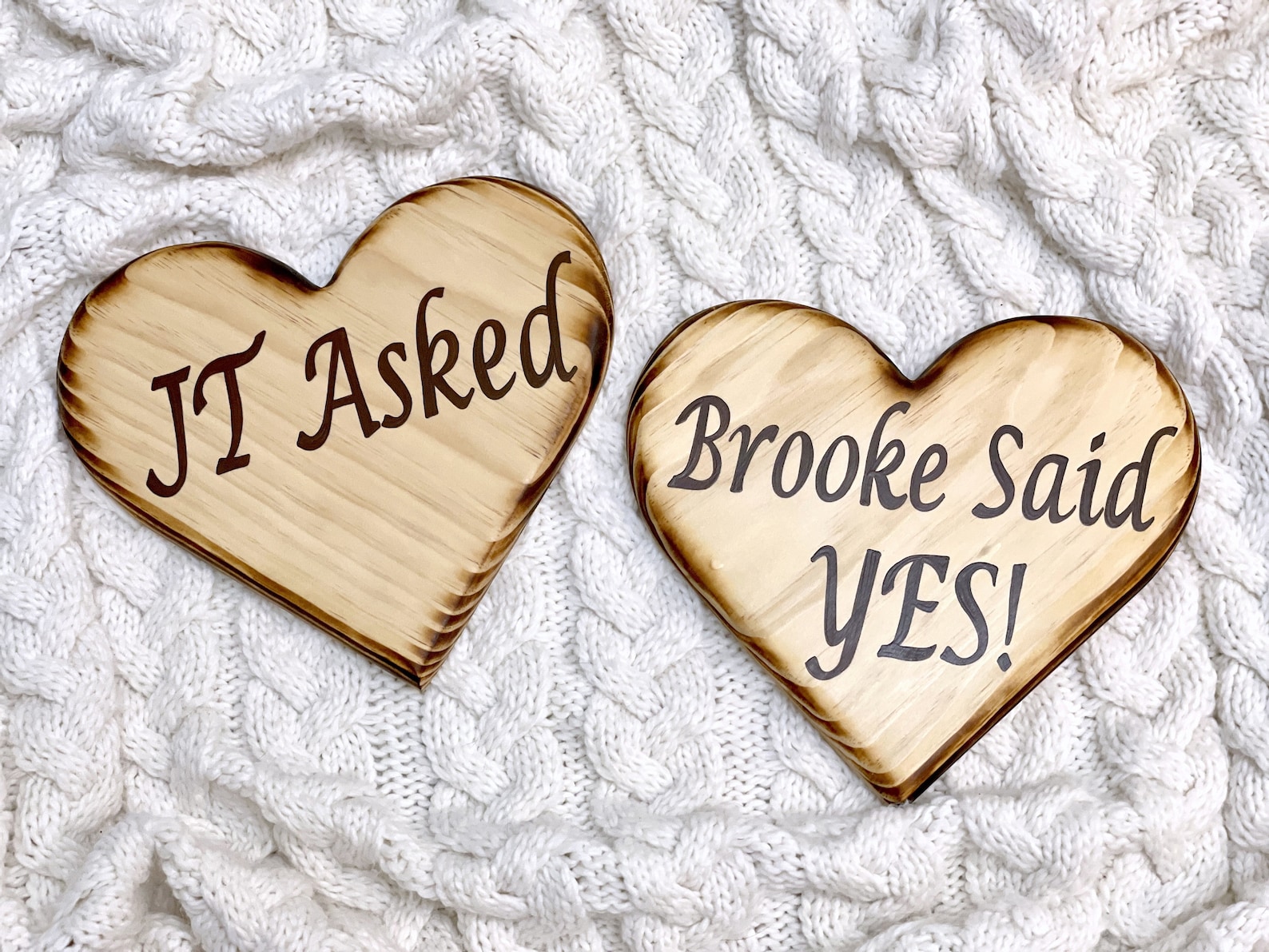 He Asked She Said Yes Proposal Signs Hearts With Names - Etsy
