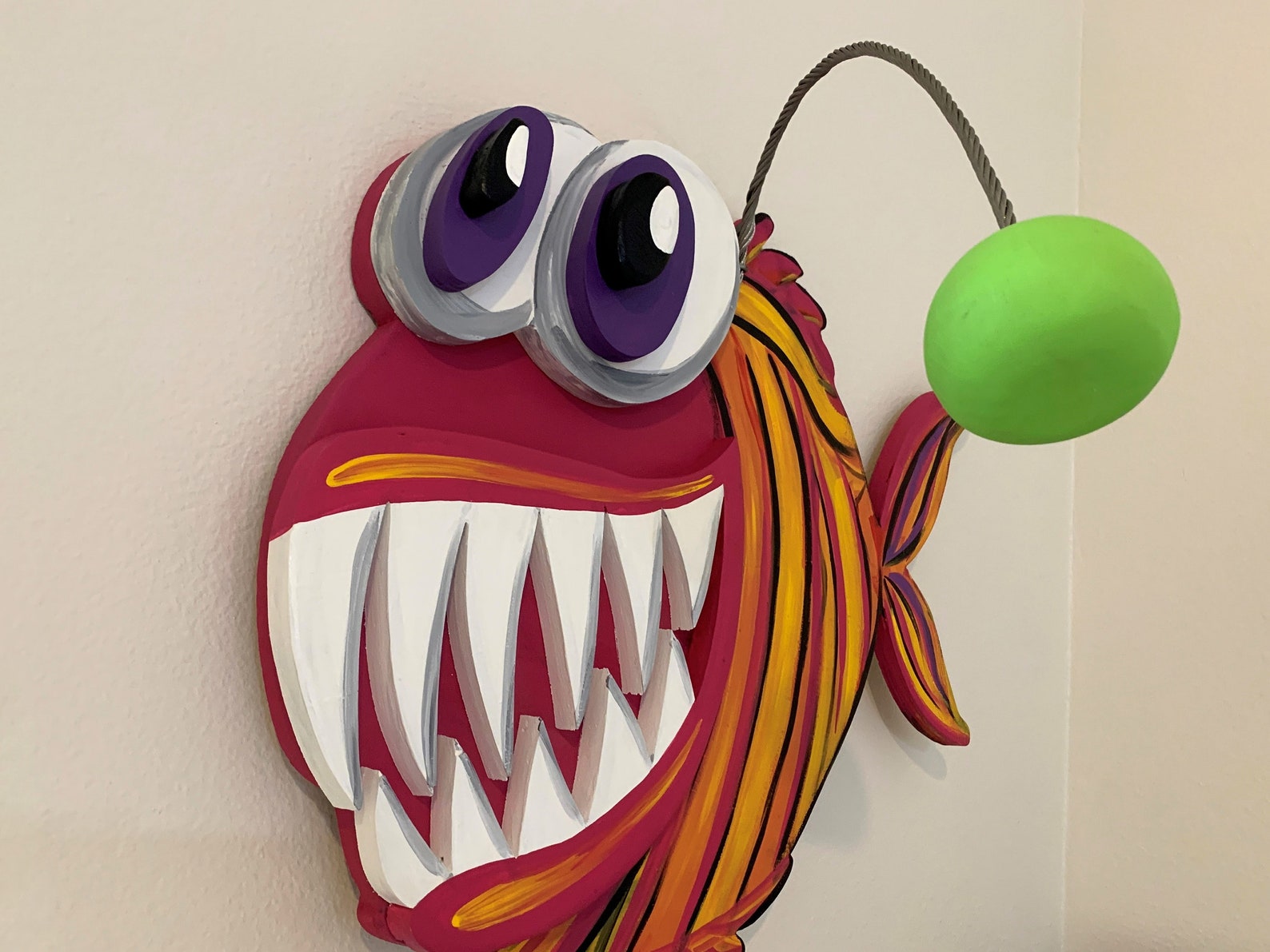 Angler Fish Wall Art Wood. Funny Fish Decor for Home. Large Wooden ...