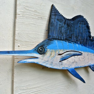 Wood Blue Marlin Wall Art. Wooden Decor Outdoor. Sail Fish Gift for Dad ...