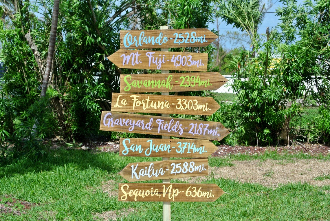 Directional Wood Family Sign Destination Mileage Sign Post - Etsy