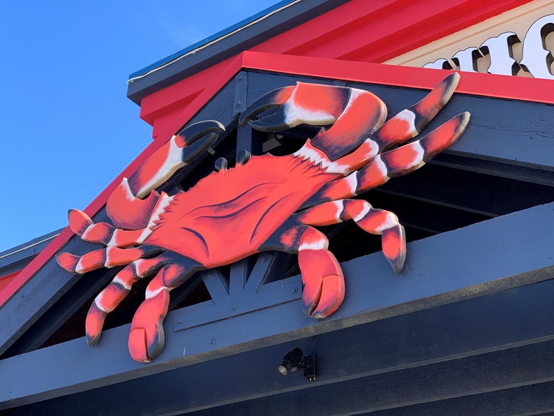 Large Wooden Crab Outdoor Restaurant Decor. Entryway Sign Seafood ...