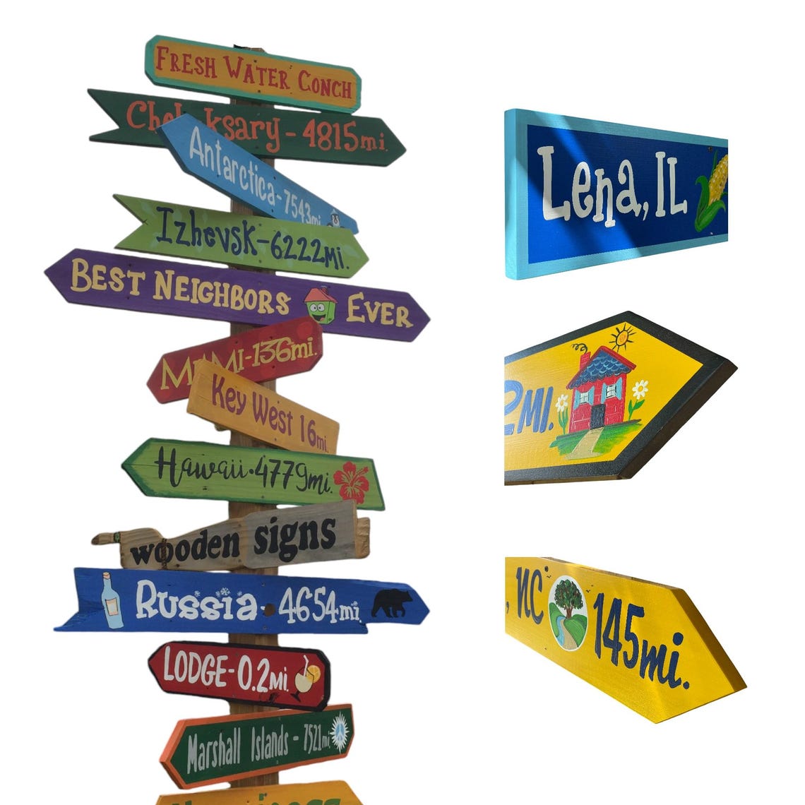 Personalized Hand Painted Directional Signs, Outdoor Decor Destination ...