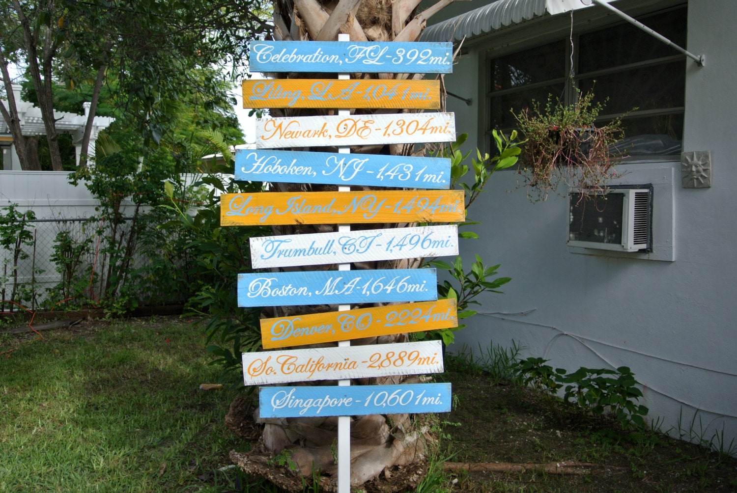 Wall Décor Indoor Outdoor Custom Handmade Wood Mile Marker Sign ...