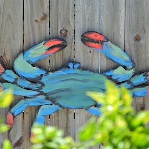 Large Wood Blue Crab Rustic Decor. Wall Art, Family Gift Idea, Beach ...