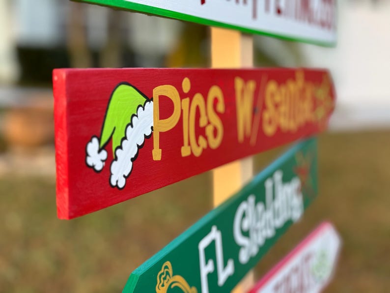 Christmas Directional Sign Arrows, Holiday Market Direction Sign Wood ...