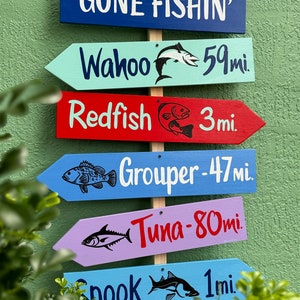 Fisherman Directional Sign Personalized Gift for Dad, Outdoor Direction ...
