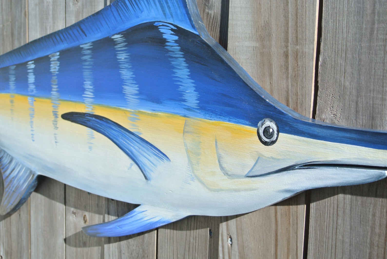 Fisherman Gift for Men Blue Marlin Wall Art, 70" Large Wood Fish Decor ...