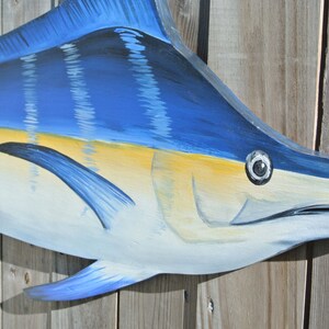 Fisherman Gift for Men Blue Marlin Wall Art, 50" Large Wood Fish Decor ...