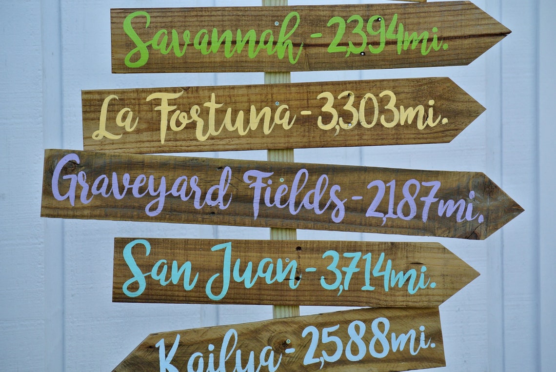 Directional Wood Family Sign Destination Mileage Sign Post - Etsy