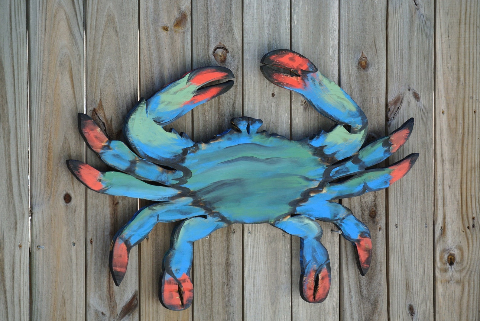 Blue Crab Outdoor Decor Gift for Him. Patio Bar Crab Wall Art. | Etsy