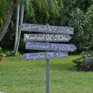 Directional Sign Post, Outdoor Mileage Sign Garden Decor. Family Gift ...