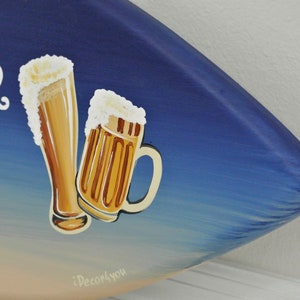 Surfboard Sign With Firepit and Beer for Home. Here's to Nights We Won ...