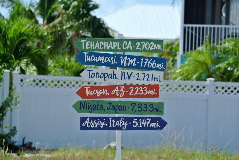 Personalized Directional Wood Sign, Family Yard Decor. Destination ...
