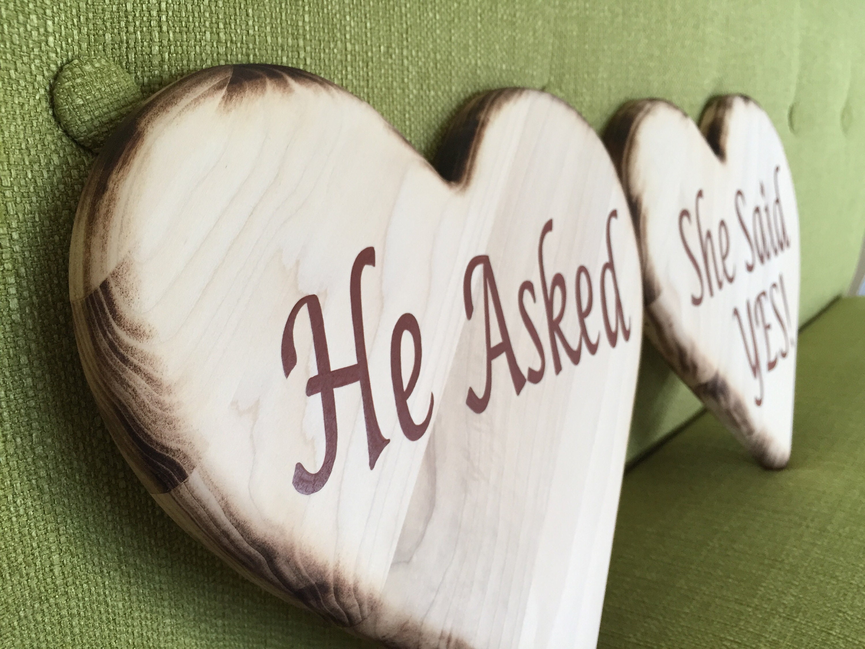 He asked She said Yes engagement wood sign. Gift photo props, Wooden ...