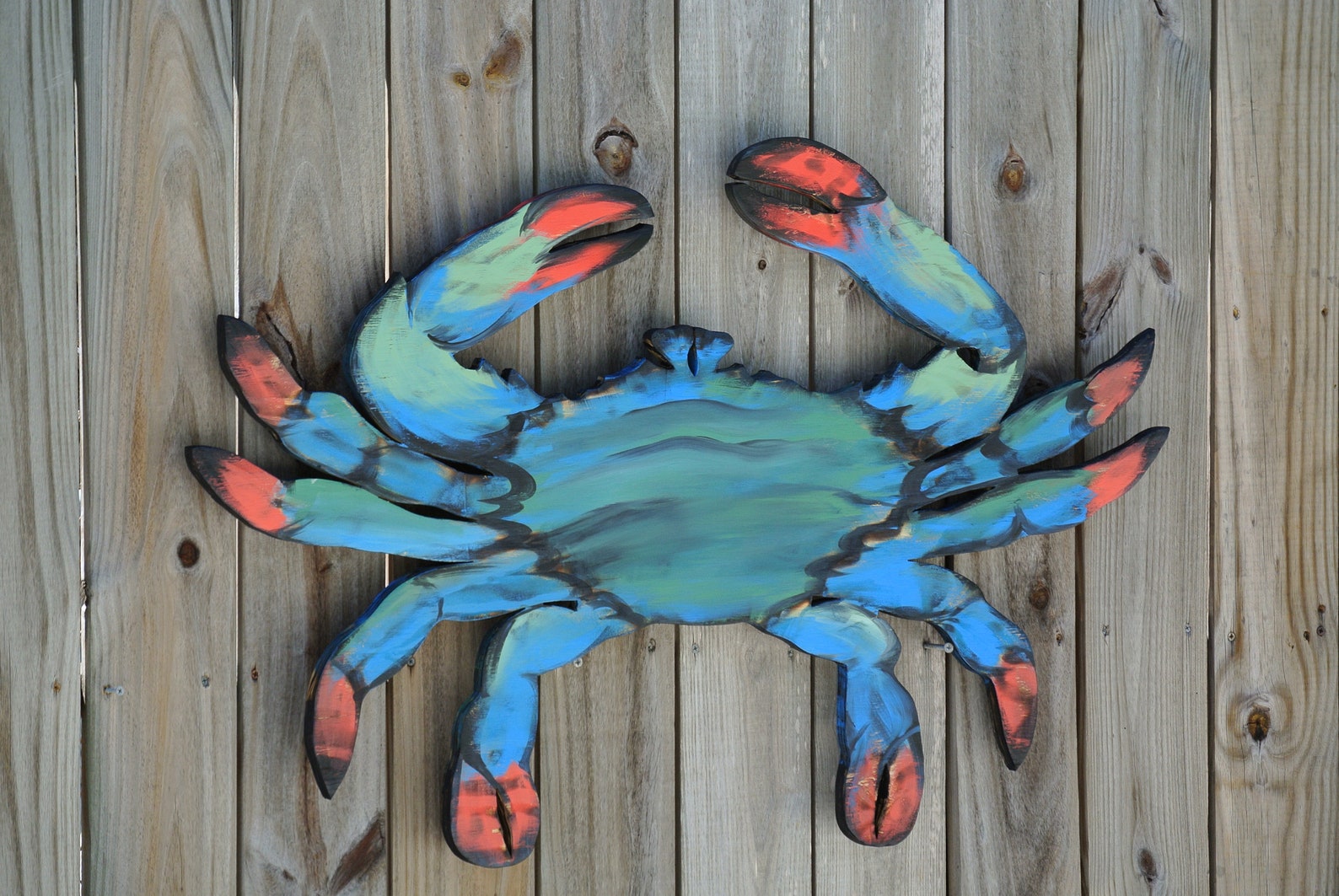 Large Wood Blue Crab Rustic Decor. Wall Art, Family Gift Idea, Beach ...