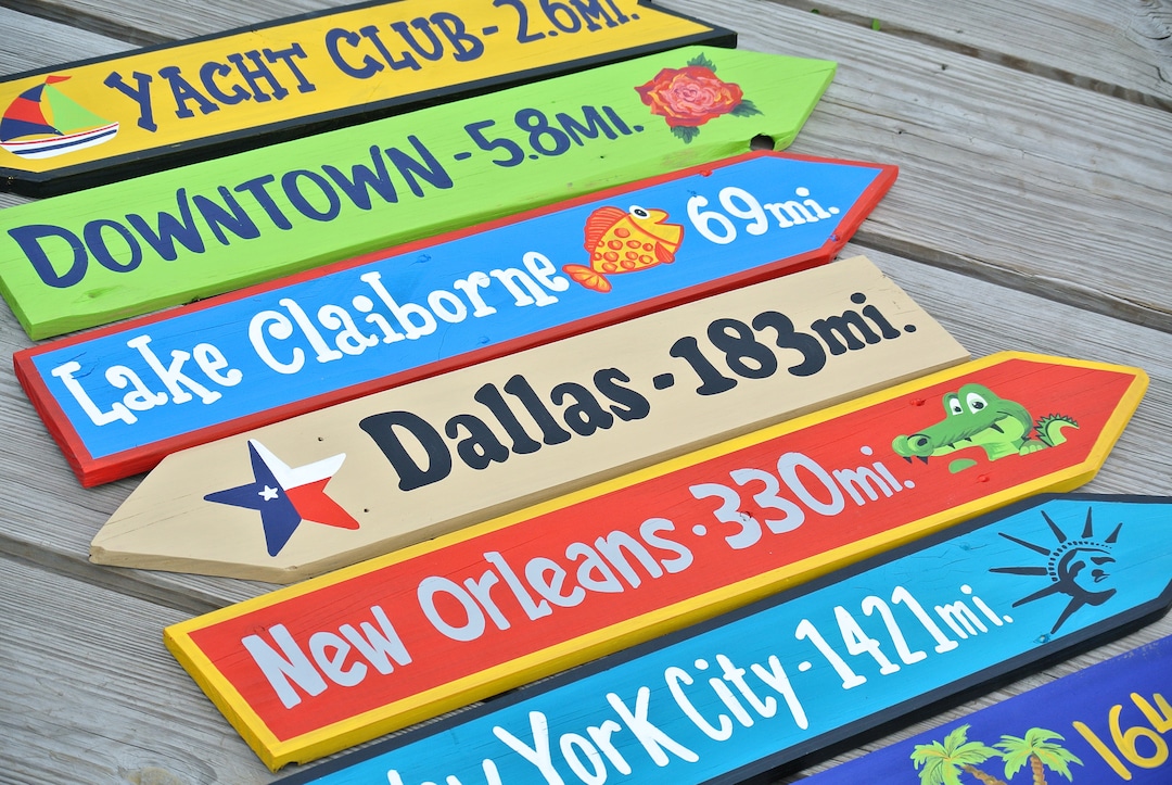 Funny Directional Signs Mileage With Family Names, Personalized ...