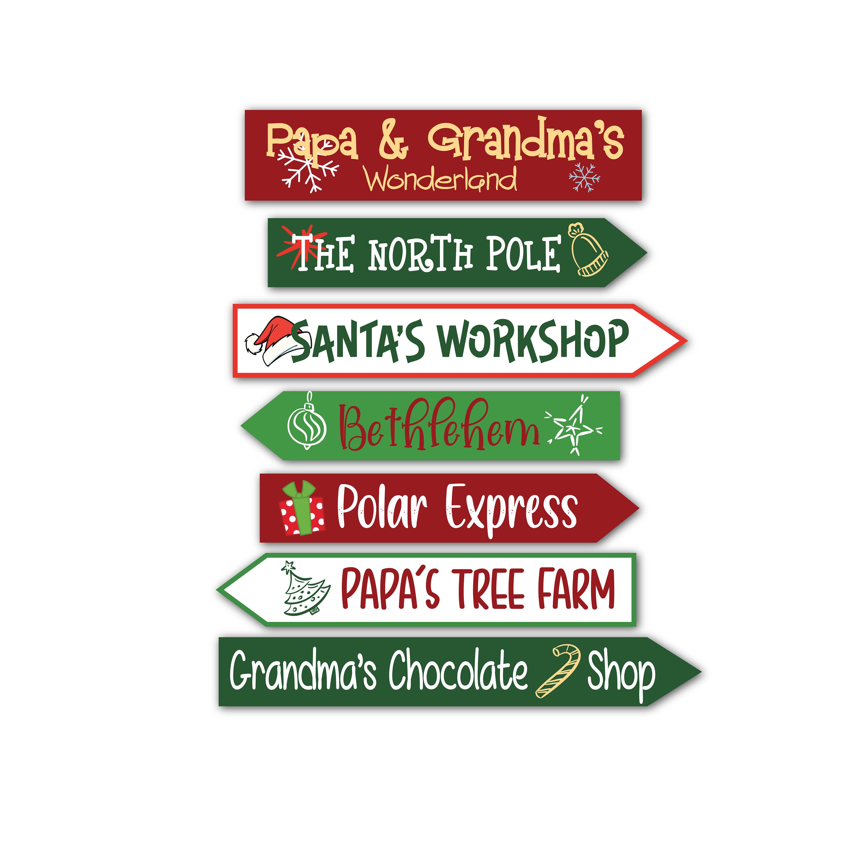 Christmas directional sign. Mileage direction sign with kids names ...