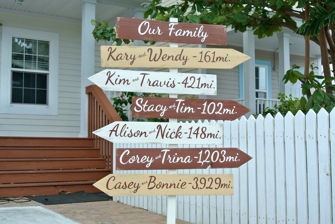Our Family Directional Sign With Kids Names Personalized. Garden Decor ...