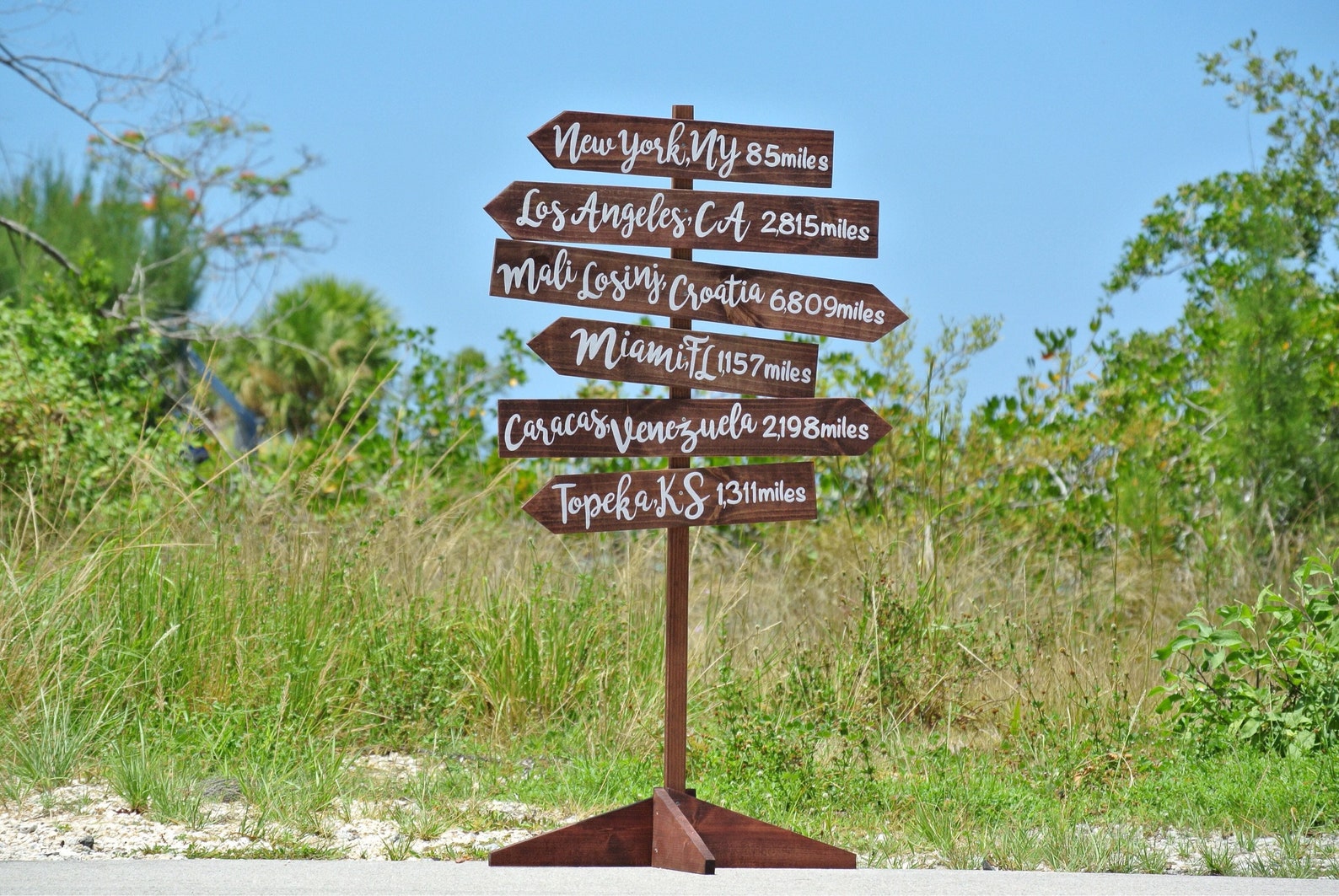 Family Directional Sign. Kids Destination and Mileages Signpost for ...
