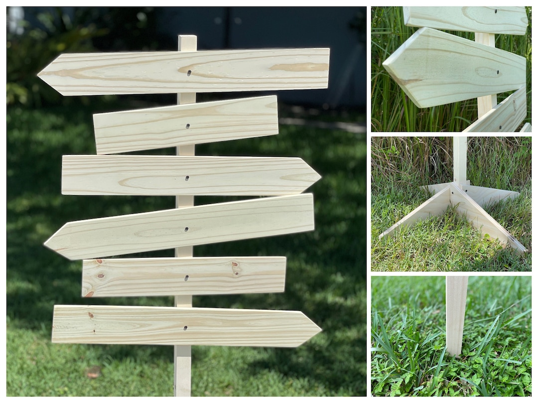 Blank Directional Sign Post Wood, DIY Project Ready, Unfinished Arrow ...