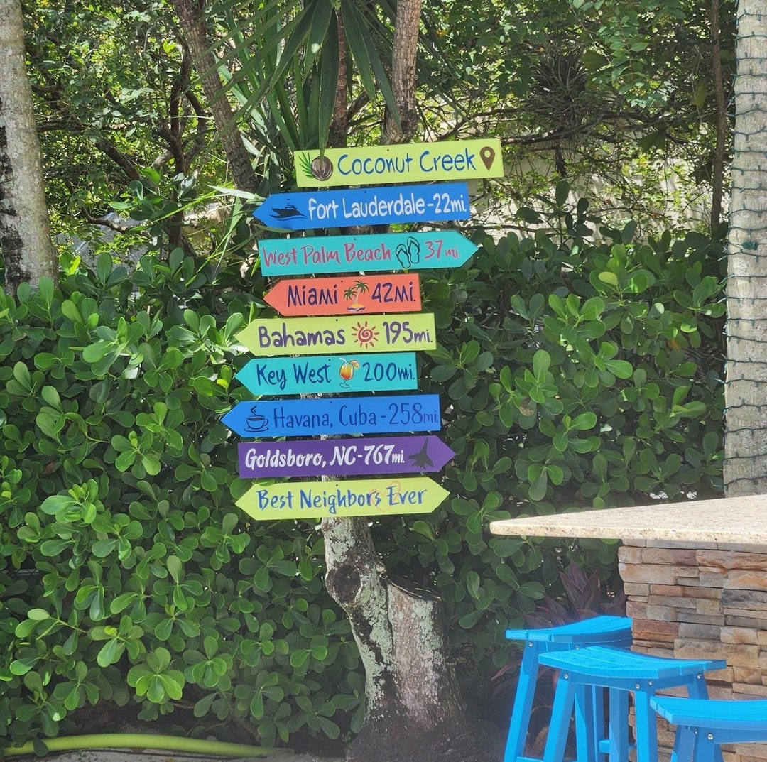 Family Directional Signs Personalized Mileage Arrows, Fully ...