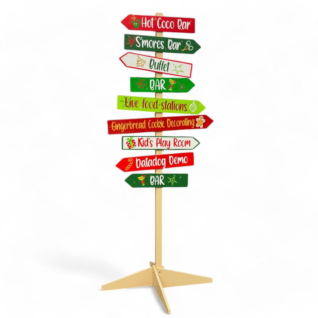 Christmas Direction Sign, Party Directional Sign Post Free Standing ...