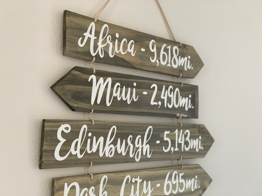 Wood Directional Signs on the Rope. Gift for Mom. Rustic Directional ...