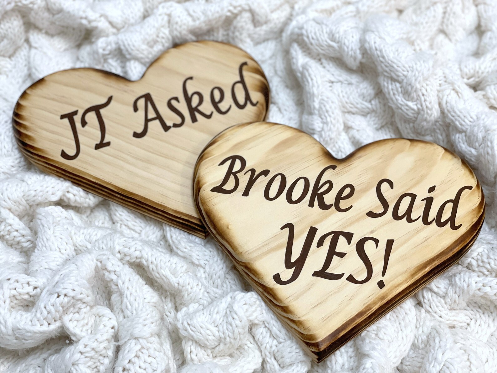 He Asked She Said Yes Proposal Signs Hearts With Names, Proposal Gift ...