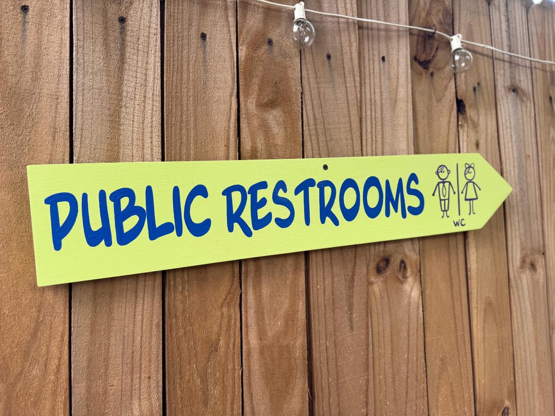 Public Restroom Directional Sign Wooden, Hotel Resort Wayfinding Arrow ...