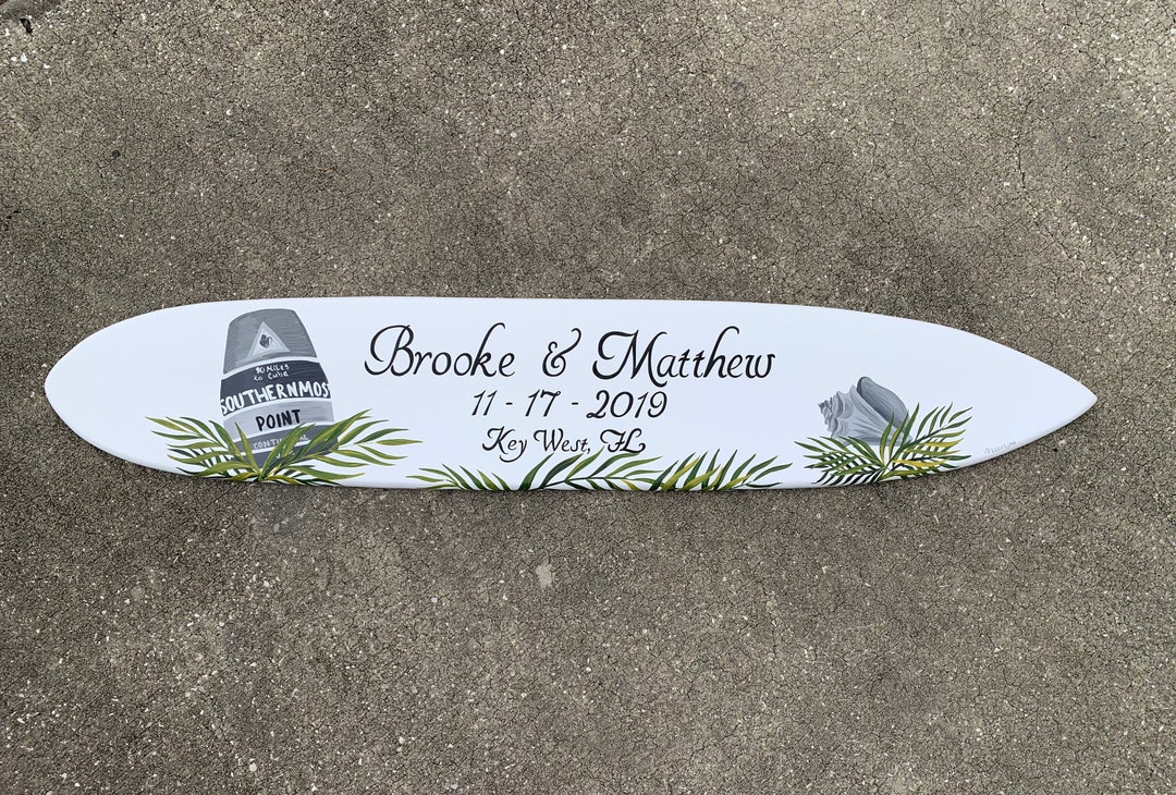 White Surfboard Wedding Sign. Key West Buoy Wood Sign. Gift for Couple ...