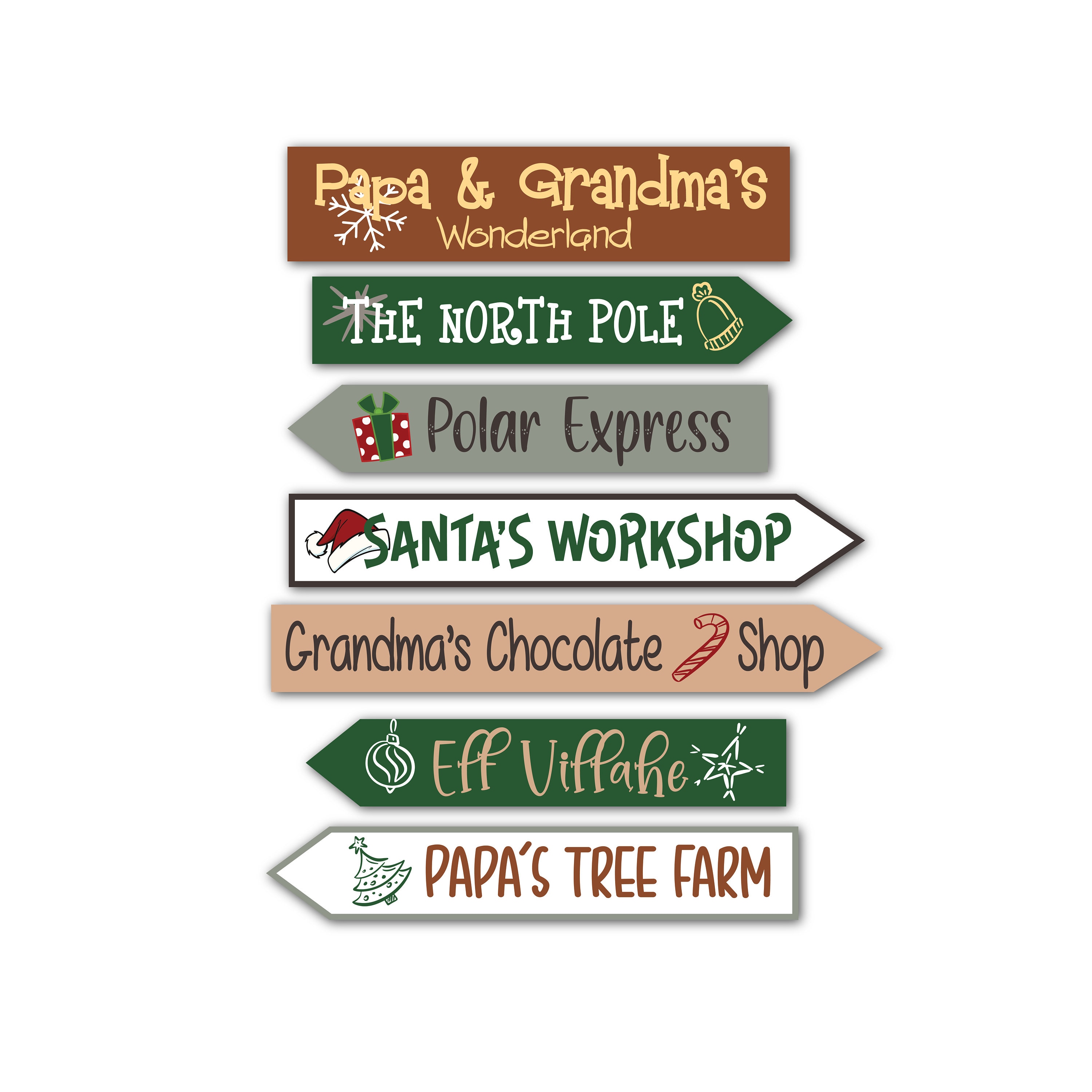 Christmas directional sign. Mileage direction sign with kids names ...