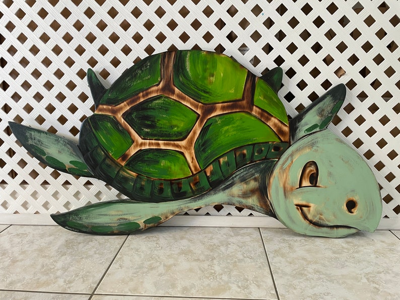 Large Wooden Turtle, Beach House Decor, Turtle Wall Art. Gift for Mom ...