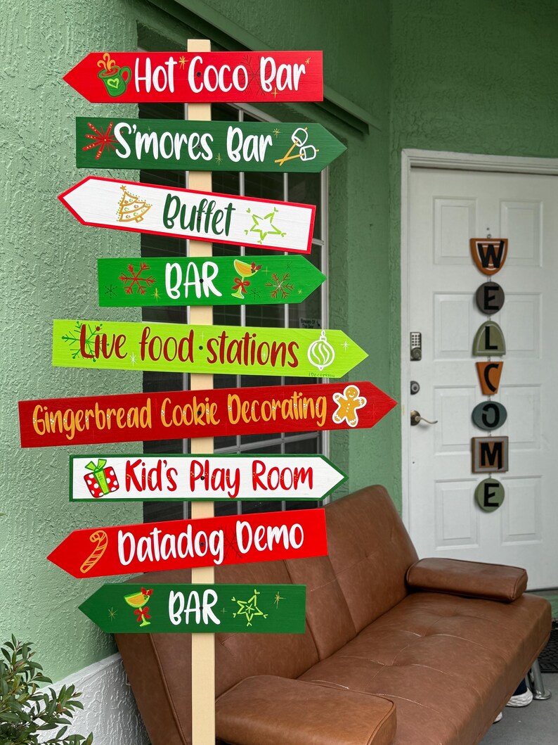 Christmas Directional Arrows Signs, Personalized Holiday Decor Gift for ...