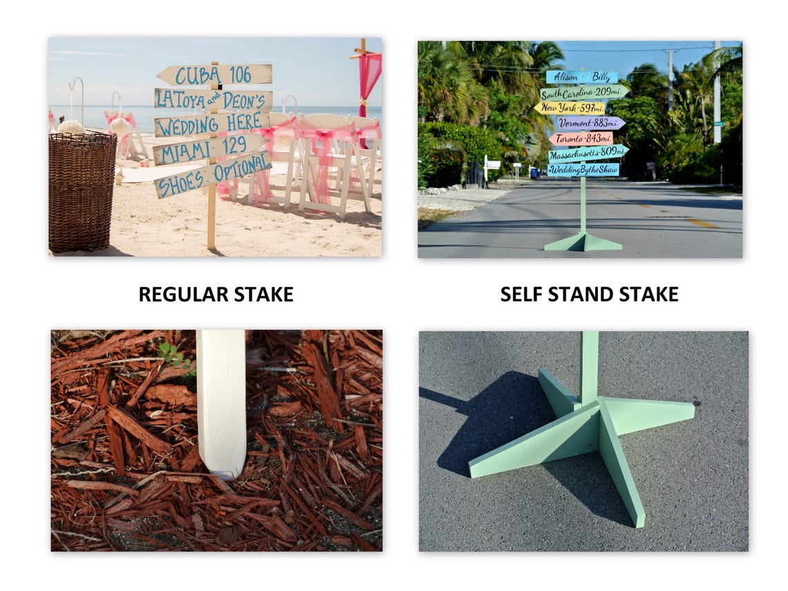 Directional Sign Post, Outdoor Mileage Sign Garden Decor. Family Gift ...