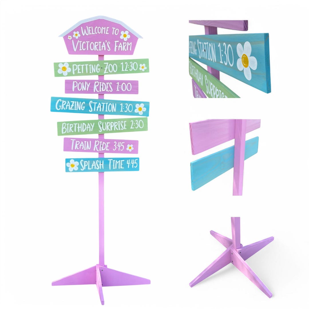 Personalized Farm Event Directional Sign Post, Kids Birthday Party ...
