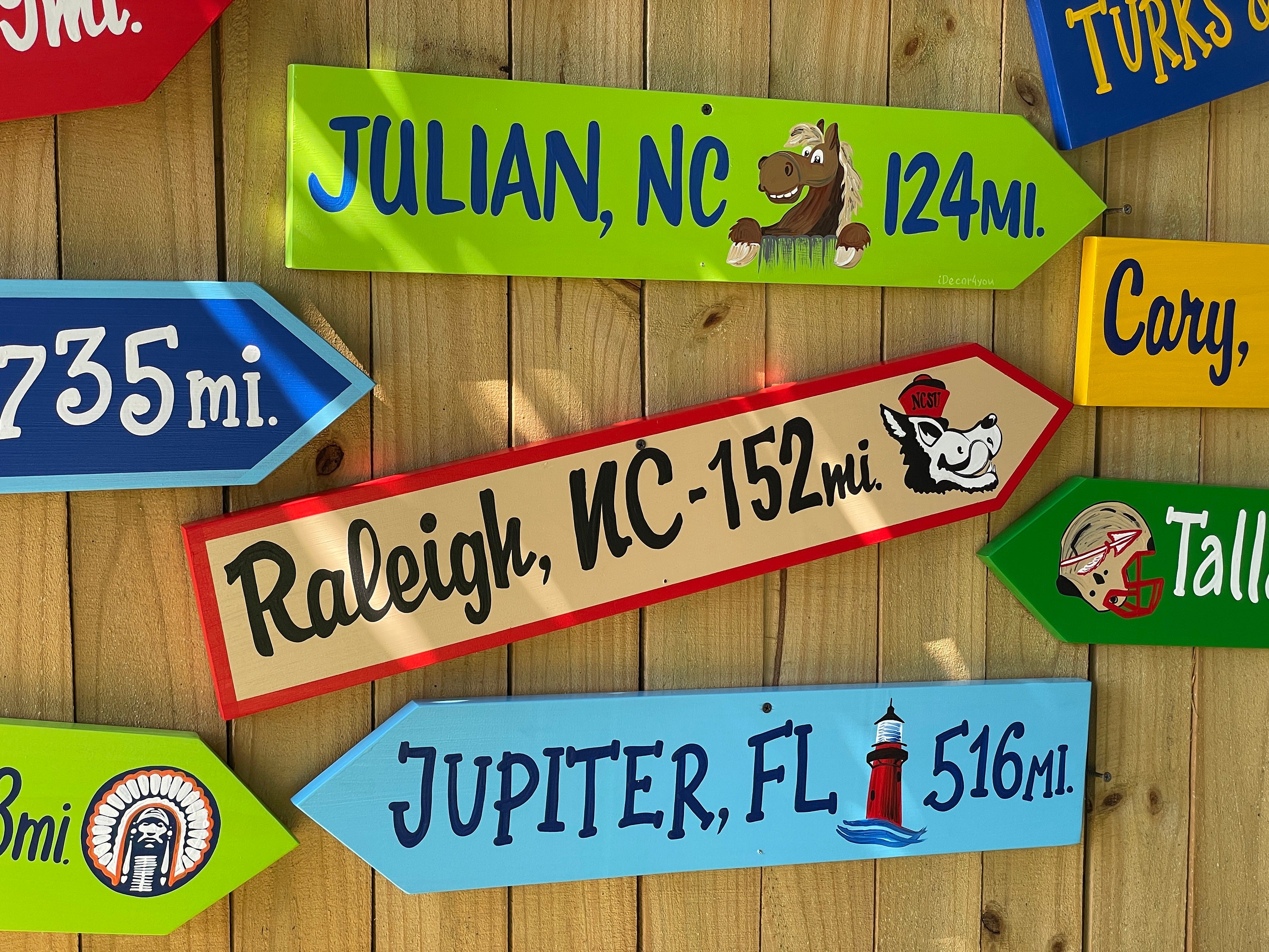 Directional signs Personalized mileage arrows for Home backyard decor